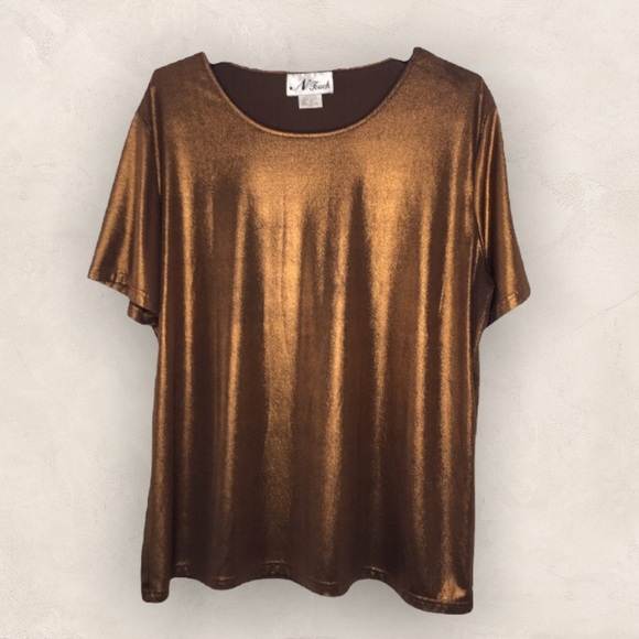 N Touch | Tops | Vintage N Touch Bronze Metallic Look Short Sleeve ...